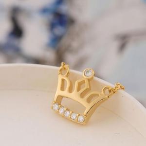 Stylish Bling Rhinestone Crown Pendant Necklace [grxjy5100220] on Luulla