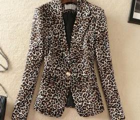 Leopard Print Shoulder Pab Slim Fit Suit Jacket Coat [grxjy561102] on ...