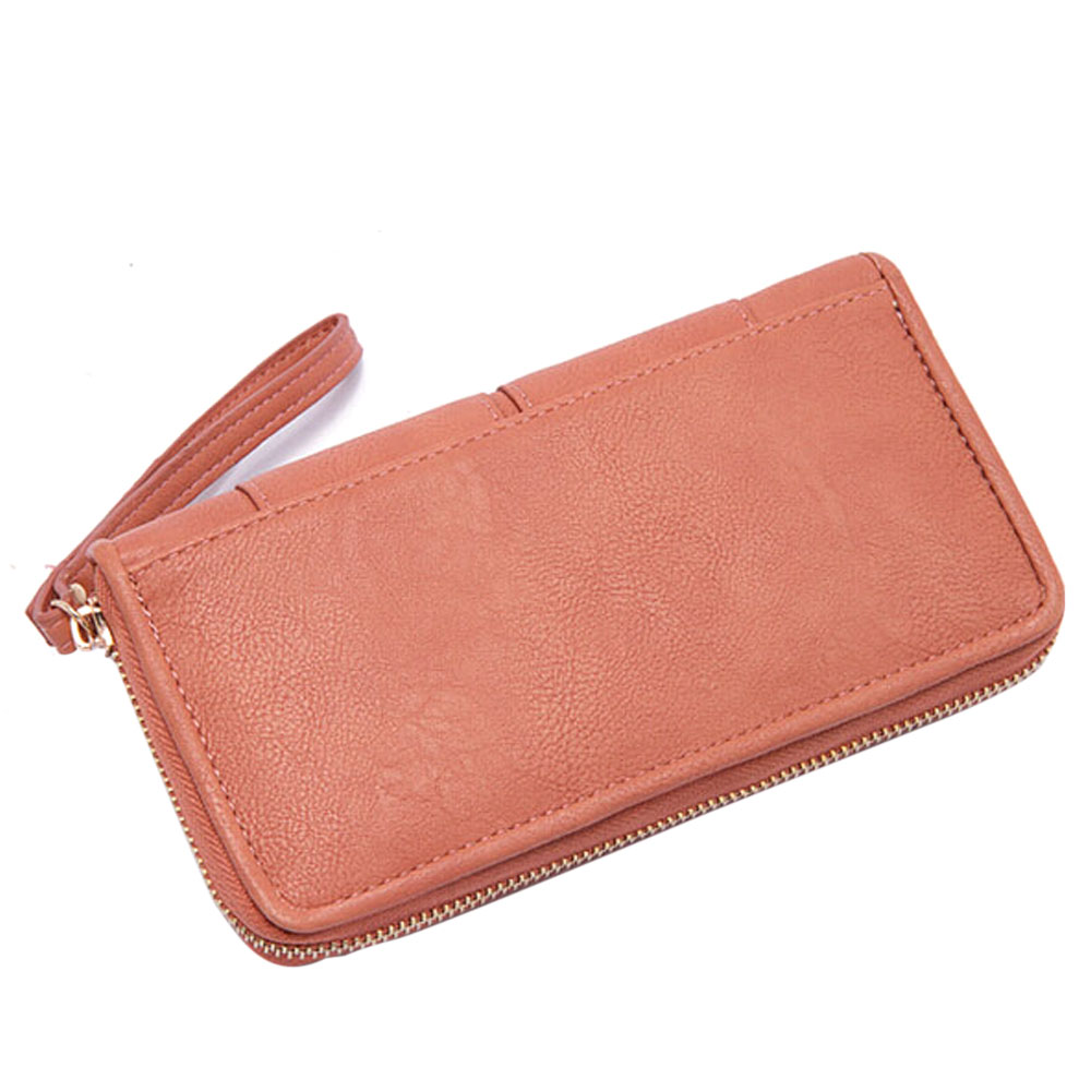 Fashion Round Rivets Zipper Long Wallet With Removable Strap ...
