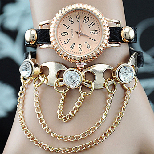 Bohemian Style Rhinestone Link Chain Bracelet Watch [grxjy51500023] on ...