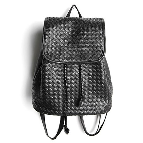 [grxjy520165]roman Style Retro Sweet Weave Black Backpack Bag on Luulla