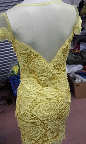 Sexy V-neck See-through Gauze Spliced Hollow Out Lace Dress ...